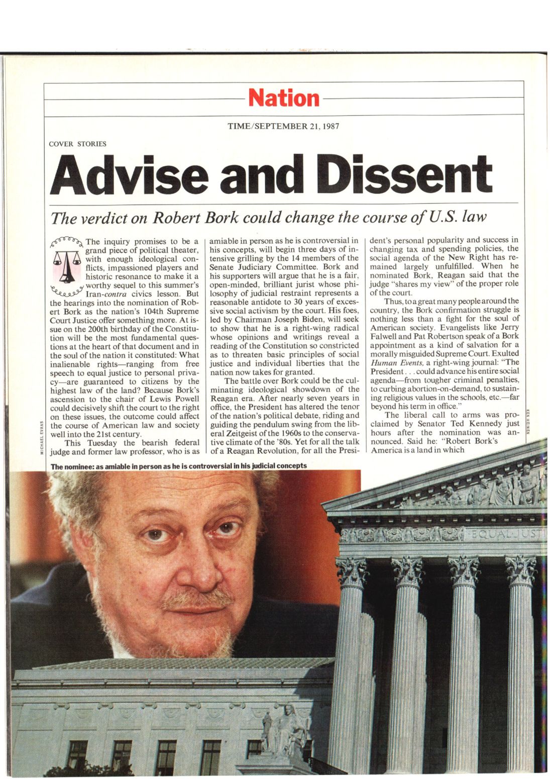 President Reagan nominates Robert Bork to the Supreme Court in 1986 ...